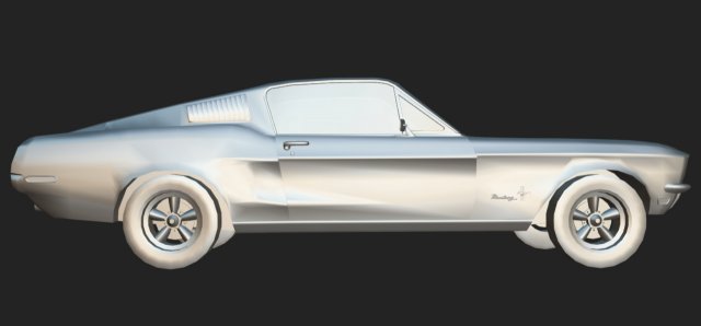 Mustang 1968 low-poly 3D Model in Cart 3DExport