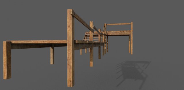 wooden pier low-poly 3D Model in Bridge 3DExport