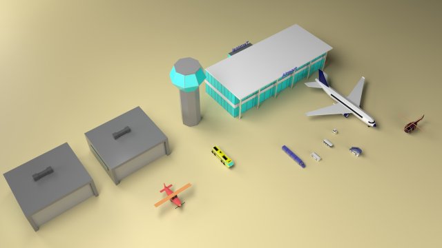 low poly airport pack maya file 3D Model in Jet 3DExport