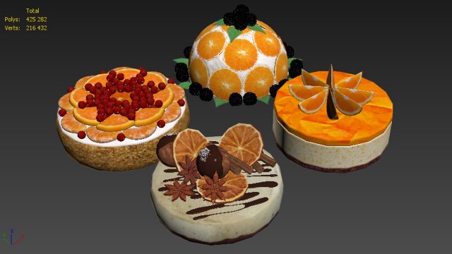 Orange Cake Collection 6 3D Model in Sweets 3DExport