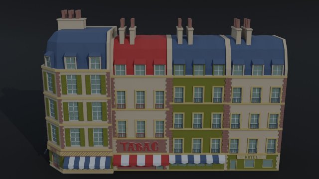 Cartoon renaissance city buildings Polygonal Style 3D Model in ...