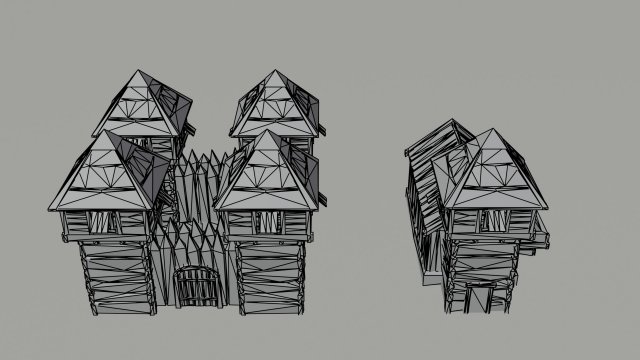 Cartoon Medieval Wood City Asset Polygonal Style 3d Model In Cityscapes 3dexport