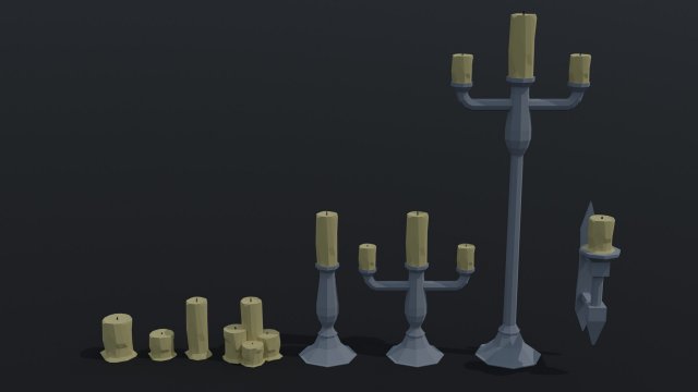 Cartoon candle asset Polygonal Style 3D Model in Miscellaneous 3DExport
