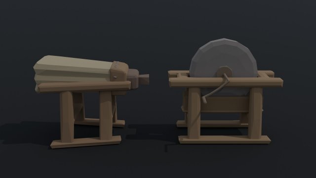 Cartoon blacksmith tools Polygonal Style 3D Model in Tools 3DExport