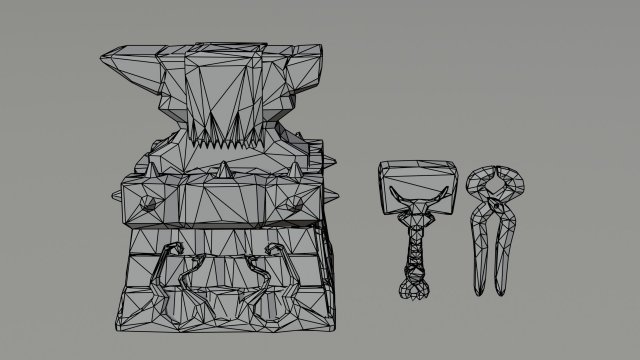 Cartoon blacksmith tools Polygonal Style 3D Model in Tools 3DExport