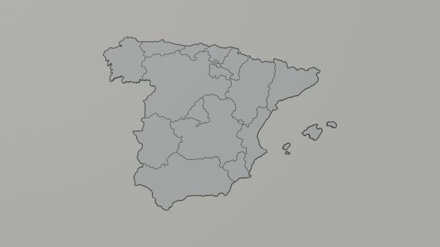 Political Map of Spain 3D Model in Landscapes 3DExport