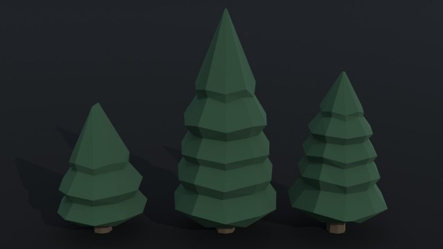 Cartoon conifers tree Polygonal Style 3D Model in Tree 3DExport