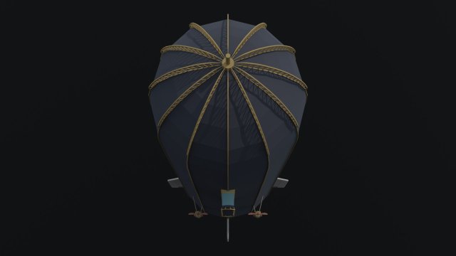 Cartoon SteamPunk Dirigible Polygonal Style 3D Model in Transport 3DExport
