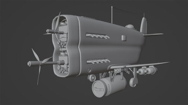 Stylized realistic brown airplane 3D Model in Bomber 3DExport