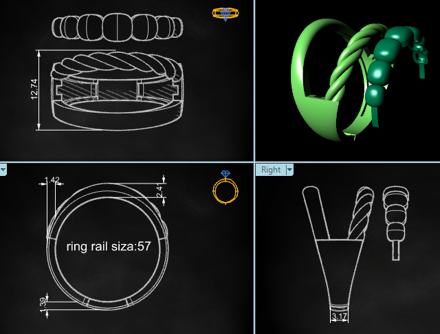3-line 3D Print Models in Rings 3DExport
