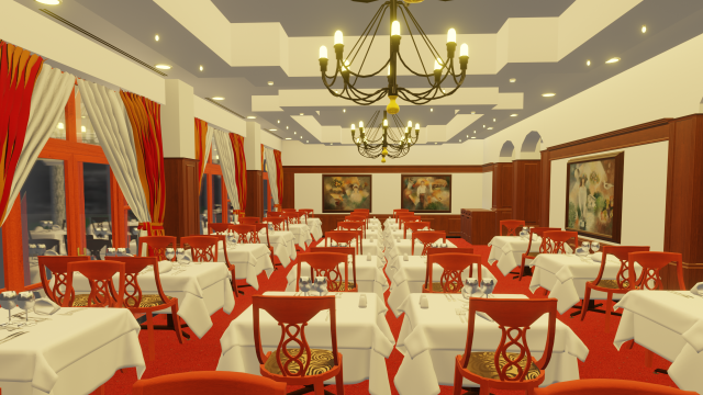 Modular Buffet Resturant in a Hotel Interior Exterior Low-poly 3D Model ...