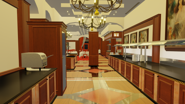 Modular Buffet Resturant in a Hotel Interior Exterior Low-poly 3D Model ...