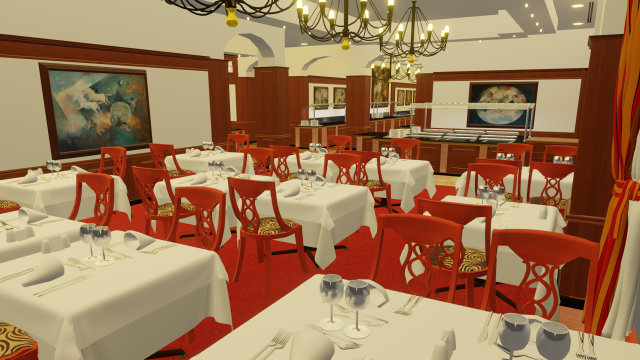 Modular Buffet Resturant in a Hotel Interior Exterior Low-poly 3D Model ...