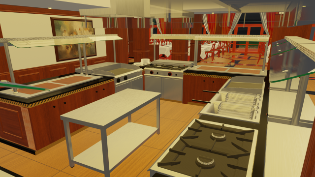 Modular Buffet Resturant in a Hotel Interior Exterior Low-poly 3D Model ...