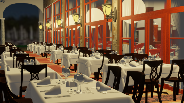 Modular Buffet Resturant in a Hotel Interior Exterior Low-poly 3D Model ...