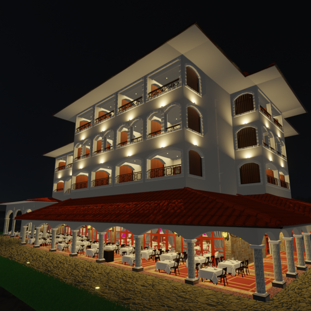 Modular Buffet Resturant in a Hotel Interior Exterior Low-poly 3D Model ...