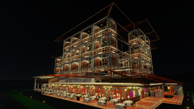 Modular Buffet Resturant in a Hotel Interior Exterior Low-poly 3D Model ...