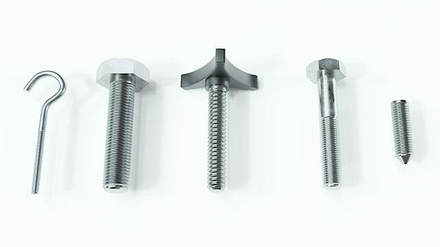 Collection of 21 bolts and screws 3D Model in Miscellaneous 3DExport