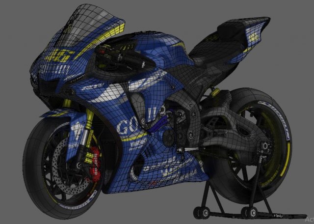 yamaha yzf r1-m 2020 with gauloises livery 3D Model in Motorcycle 3DExport
