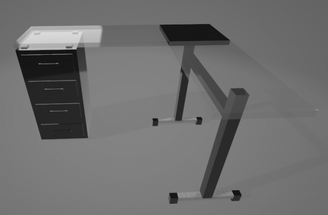 simple black desk w- glass Gratis Modelo 3D in Escritorio 3DExport