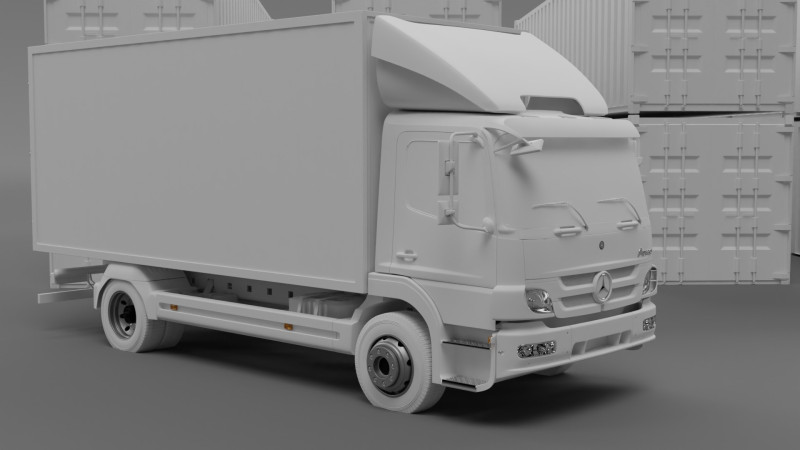 Truck and containers 3D Model in Shipping Containers 3DExport