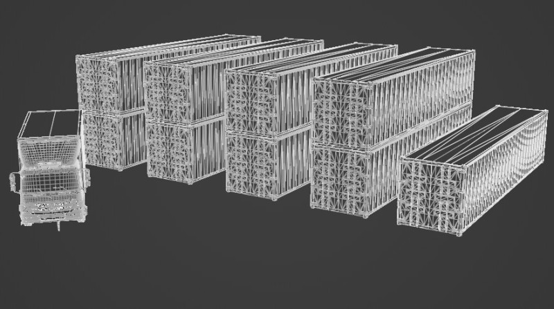 Truck and containers 3D Model in Shipping Containers 3DExport