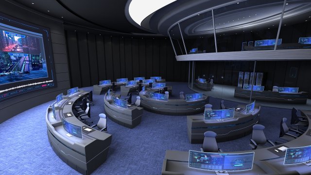 Control center control room 3D Model in Hall 3DExport