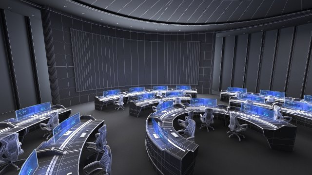 Control center control room 3D Model in Hall 3DExport