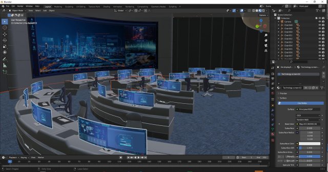 Control center control room 3D Model in Hall 3DExport