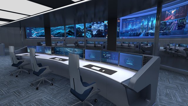 Control Room Monitoring room command center 3D Model in Exhibit 3DExport