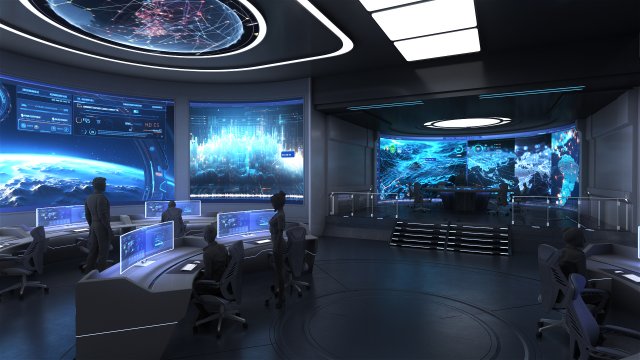 Control Room Monitoring room command center 3D Model in Hall 3DExport