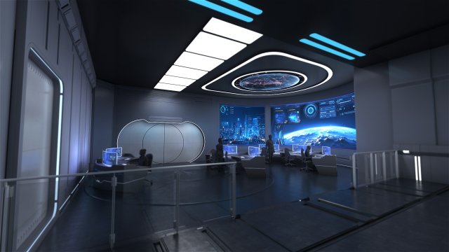 Control Room Monitoring room command center 3D Model in Hall 3DExport