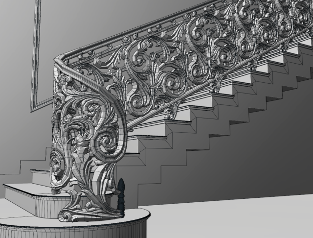 Staircase railings 3D Model in Stair 3DExport