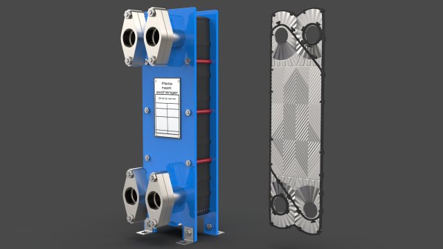 plate heat exchanger 3D Model in Parts 3DExport