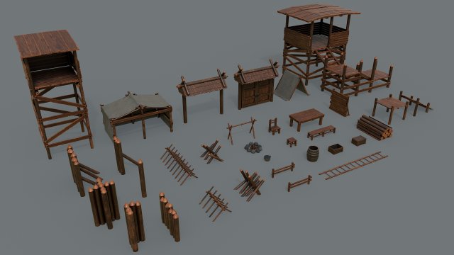 Set of 33 medieval bandit camping assets 3D Model in Environment 3DExport