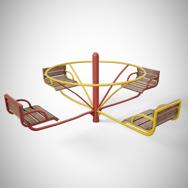 Painted Playground Carousel 1 3D Model in Environment 3DExport