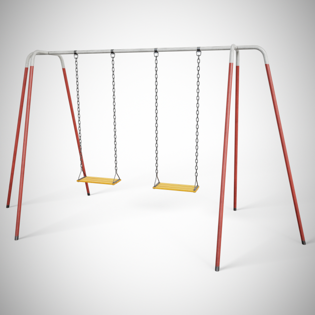 Set of 3 Painted Playground Swings 3D Model in Environment 3DExport