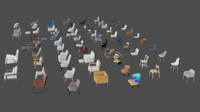 Assets Chairs Model 3D Blend FBX OBJ 3D Model in Chair 3DExport