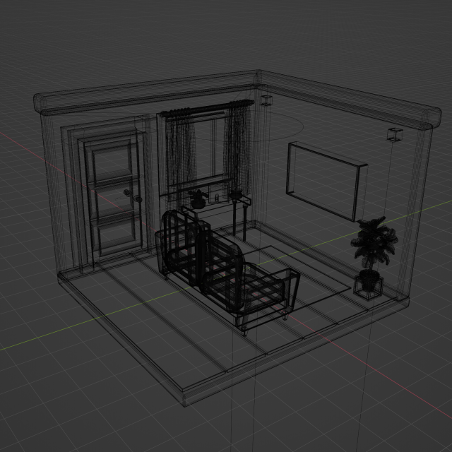 Isometric Room Low poly Blend FBX OBJ 3D Model in Living Room 3DExport