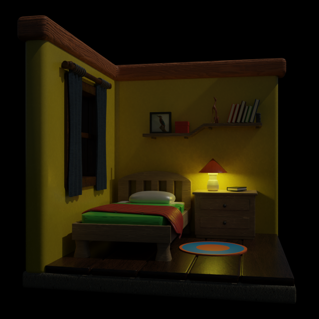 Isometric Room Low poly Blend FBX OBJ 3D Model in Living Room 3DExport
