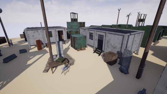 modular military base with props 3D Model in Construction 3DExport