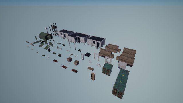 modular military base with props 3D Model in Construction 3DExport