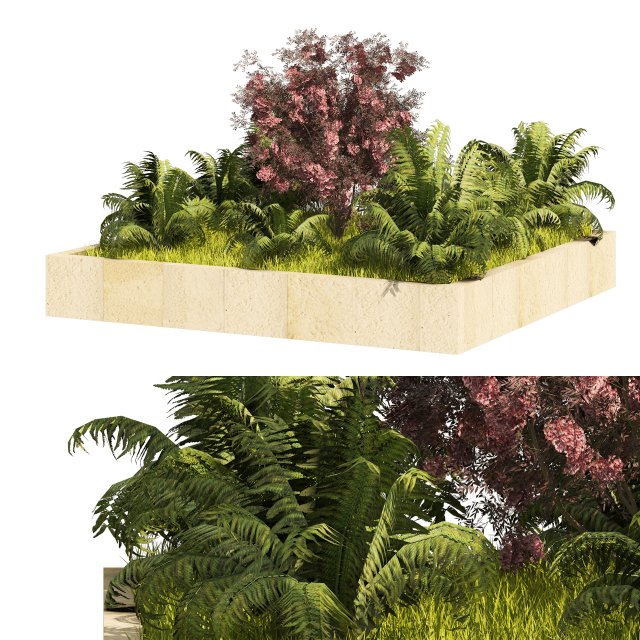 Garden border plant set low poly 3D Model in Bush 3DExport