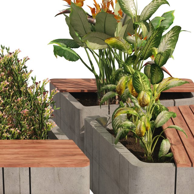 Modular Planters 3D Model in Small Plants 3DExport