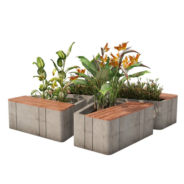 Modular Planters 3D Model in Small Plants 3DExport