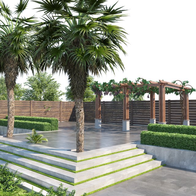 Private Park Landscape 3d exterior scene 3D Model in Environment 3DExport