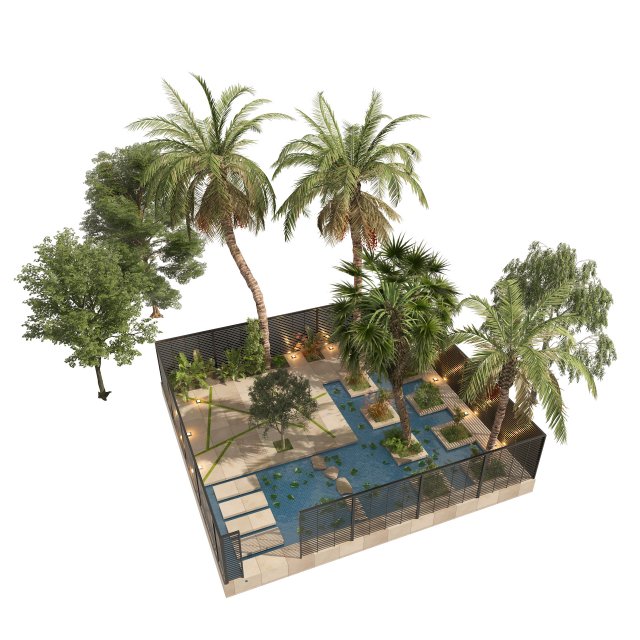 Arabic desert oasis garden - Waha 3D Model in Environment 3DExport