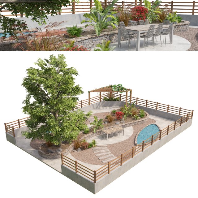 Classic garden landscape 3D Model in Environment 3DExport