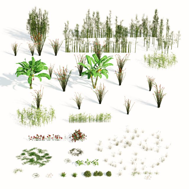 Rigged Low poly Plants collection 3D Model in Small Plants 3DExport