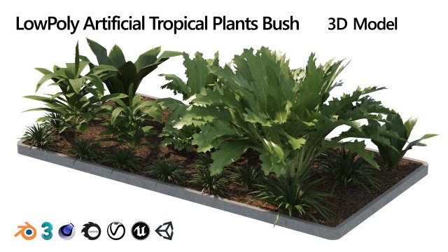 Low poly Tropical Plant grouping 3D Model in Bush 3DExport
